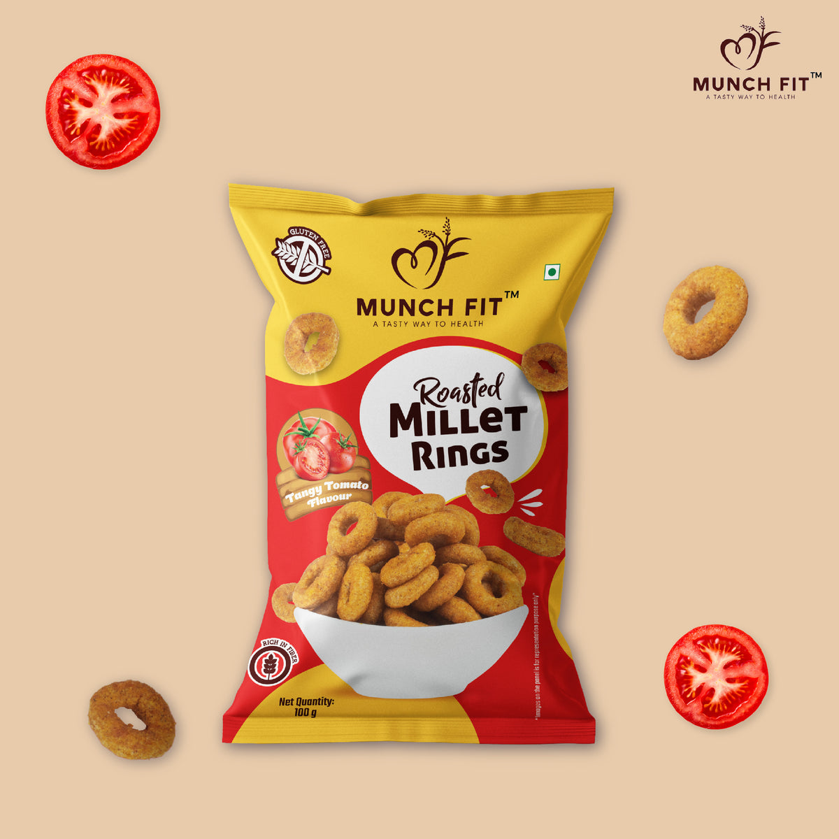 ROASTED MILLET RINGS - TANGY TOMATO FLAVOUR (MULTIPACK) – Munch Fit