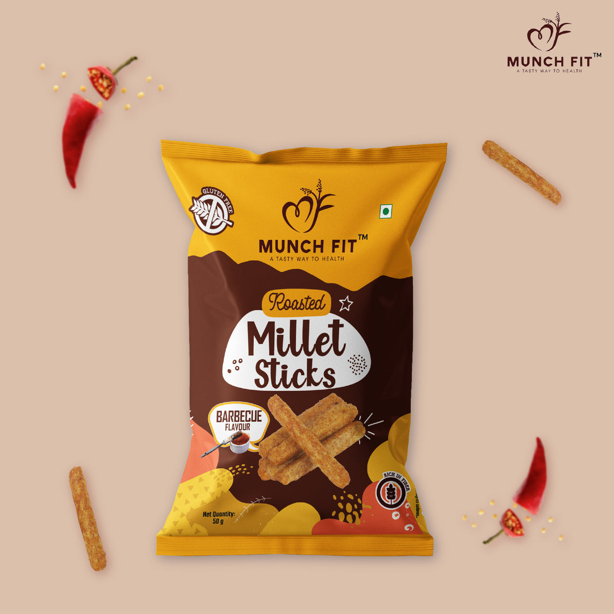 ROASTED MILLET STICKS - BARBEQUE FLAVOUR (MULTIPACK) – Munch Fit