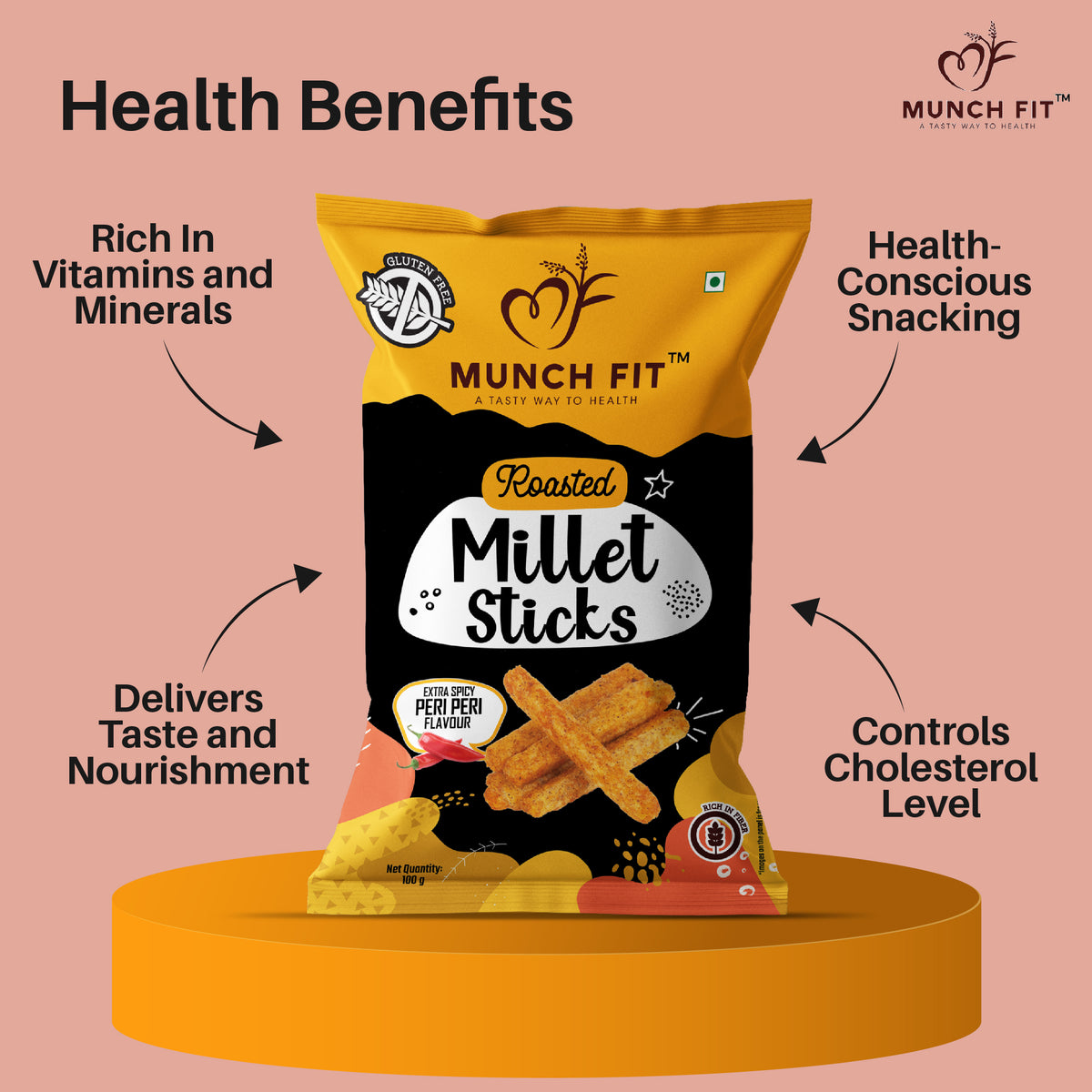 ROASTED MILLET STICKS - PERI PERI FLAVOUR (MULTIPACK) – Munch Fit