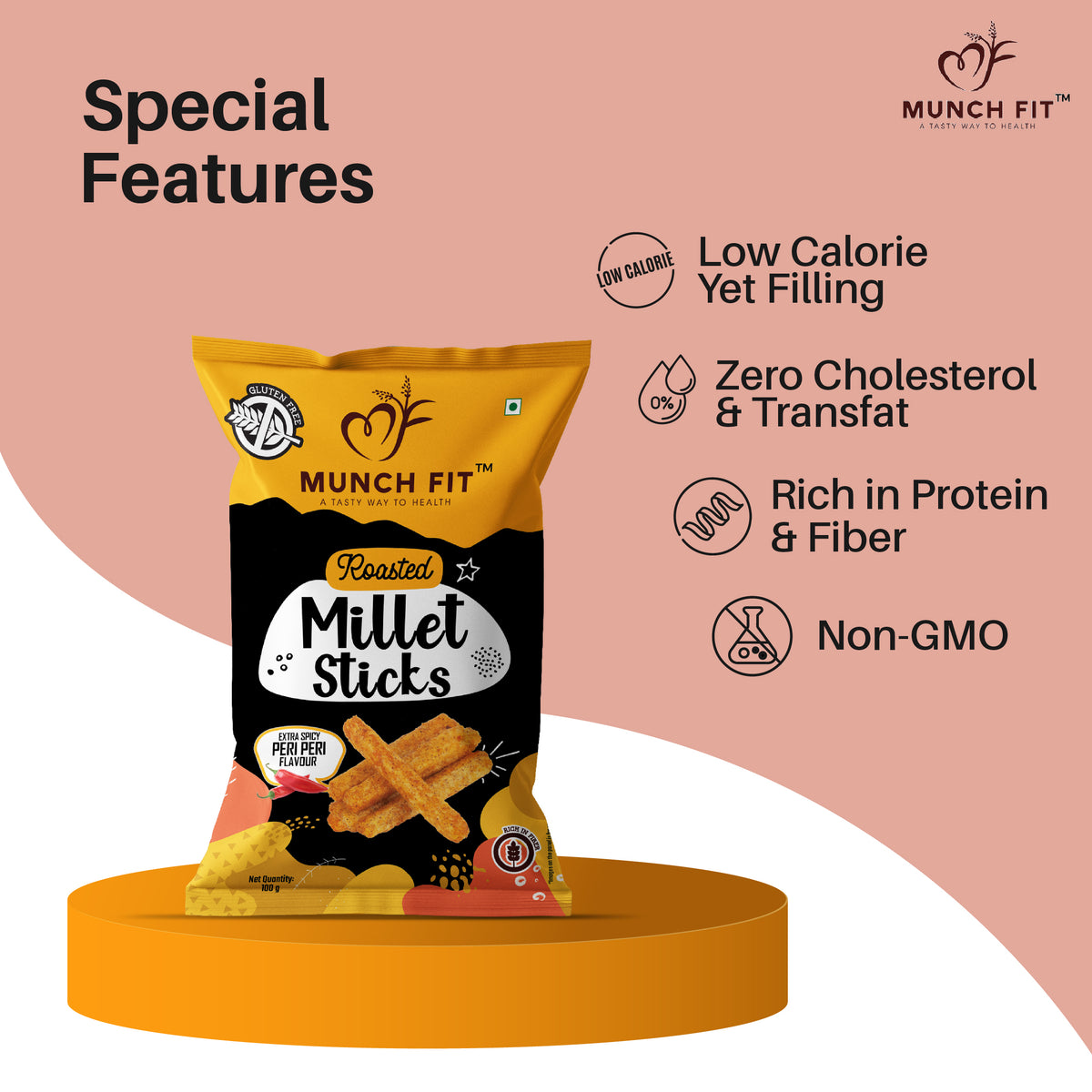 ROASTED MILLET STICKS - PERI PERI FLAVOUR (MULTIPACK) – Munch Fit