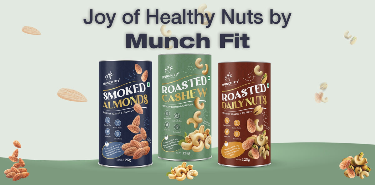 Munch fit Healthy Basket green strip Roasted Cashew, Smoked Almond and ...