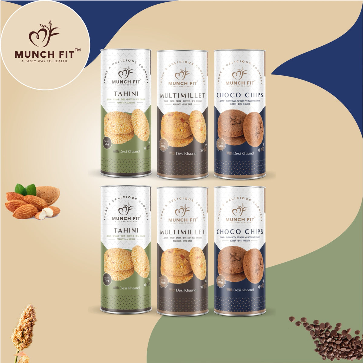 Munch Fit Healthy, Tasty & Crunchy Millet Cookies Combo of 3 Varieties