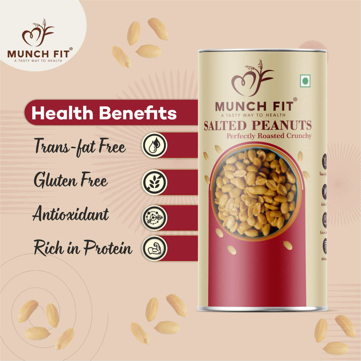 Munch Fit Salted Peanuts Perfectly Roasted & Crunchy | 75g | Premium P